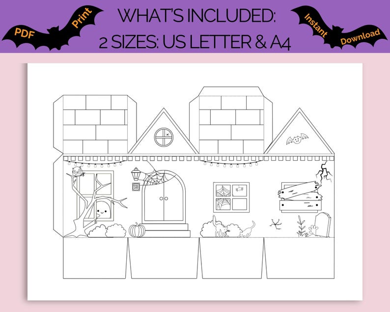 Haunted House Papercraft, 3D Paper House Template, Spooky Paper Houses ...