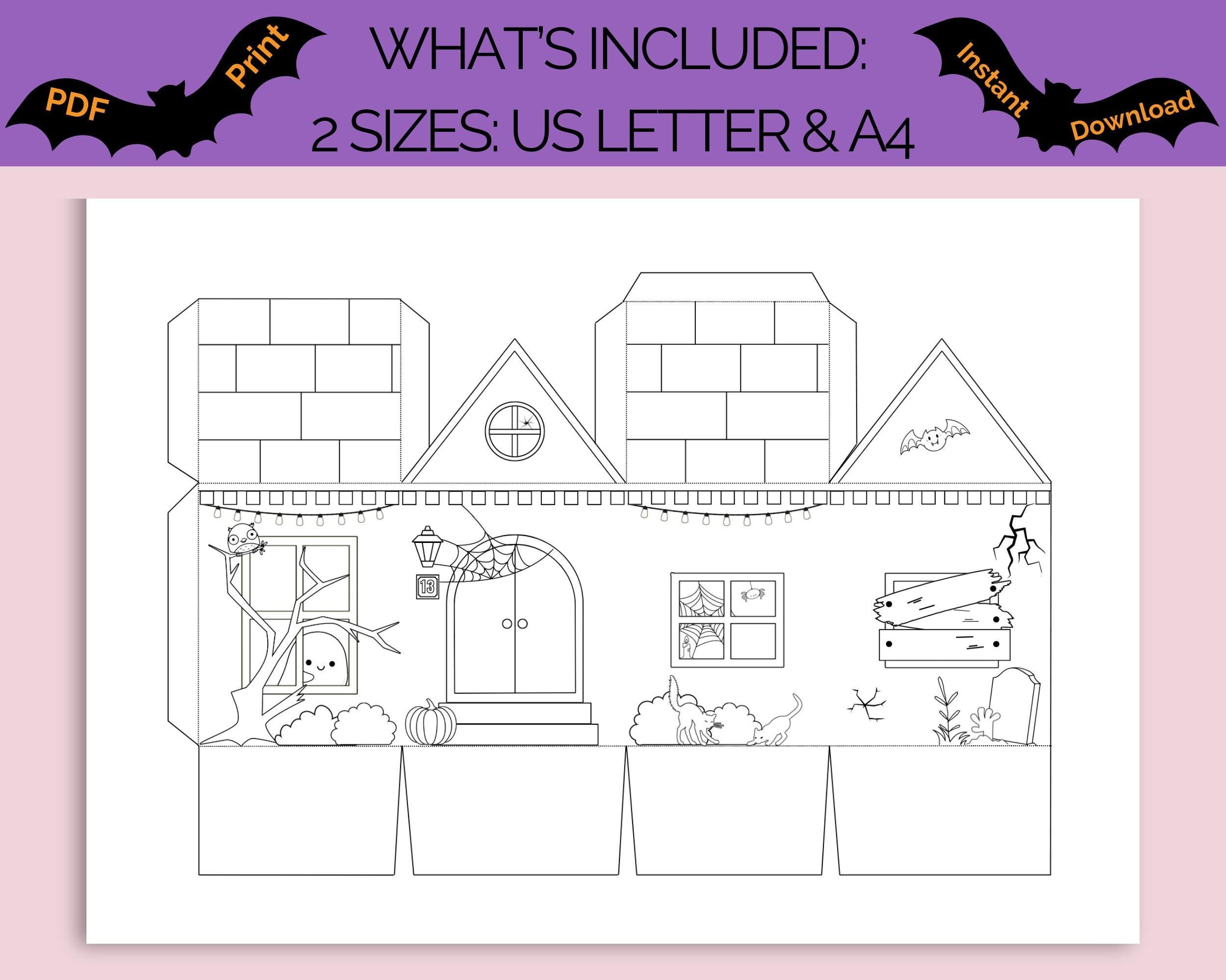 Haunted House Papercraft, 3D Paper House Template, Spooky Paper Houses ...