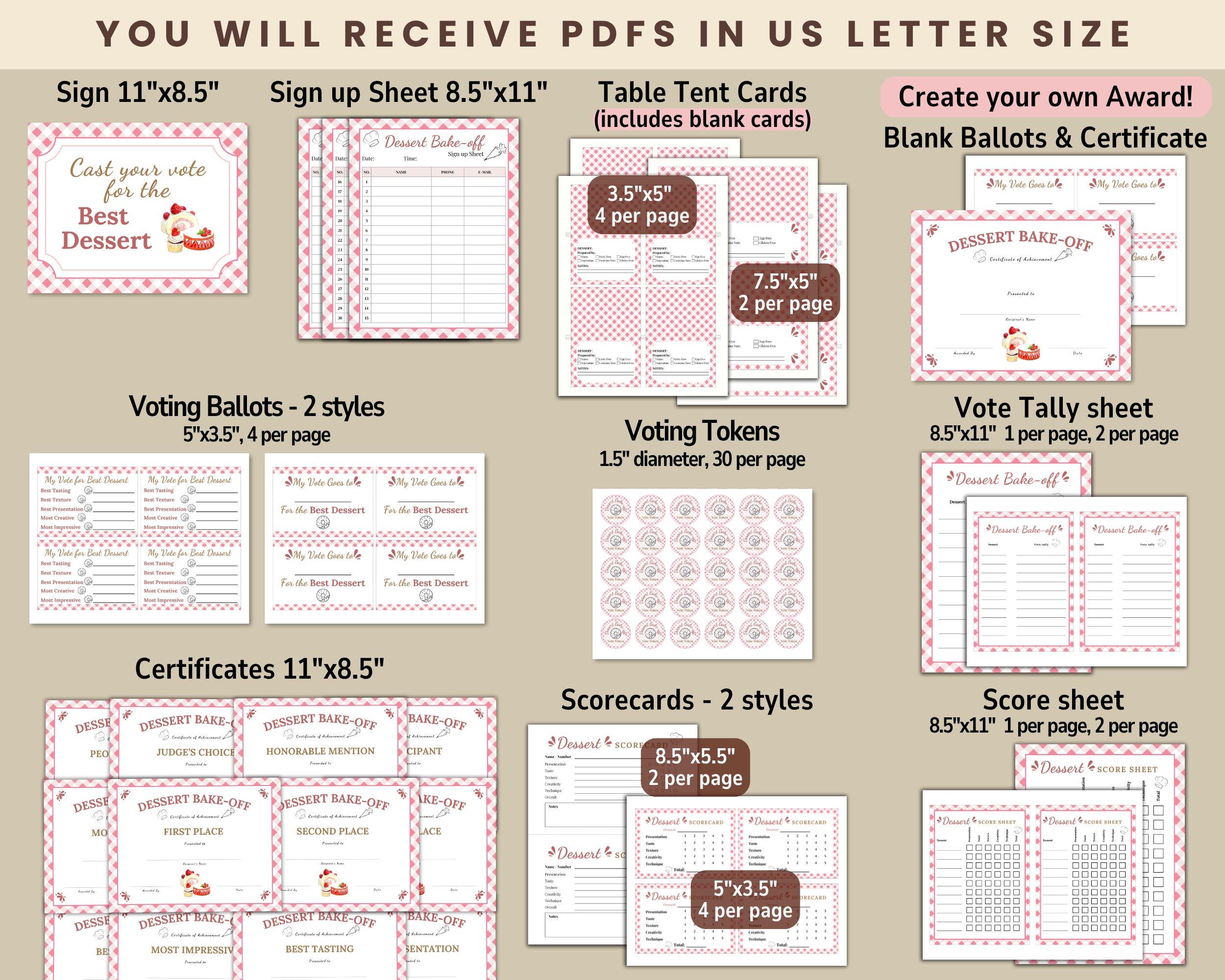 Dessert Bake off Contest Best Dessert Award Certificate, Dessert Baking ...