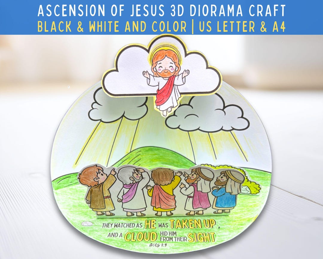 Jesus Ascension Craft 3D Printable Diorama, Ascension Coloring Page ...
