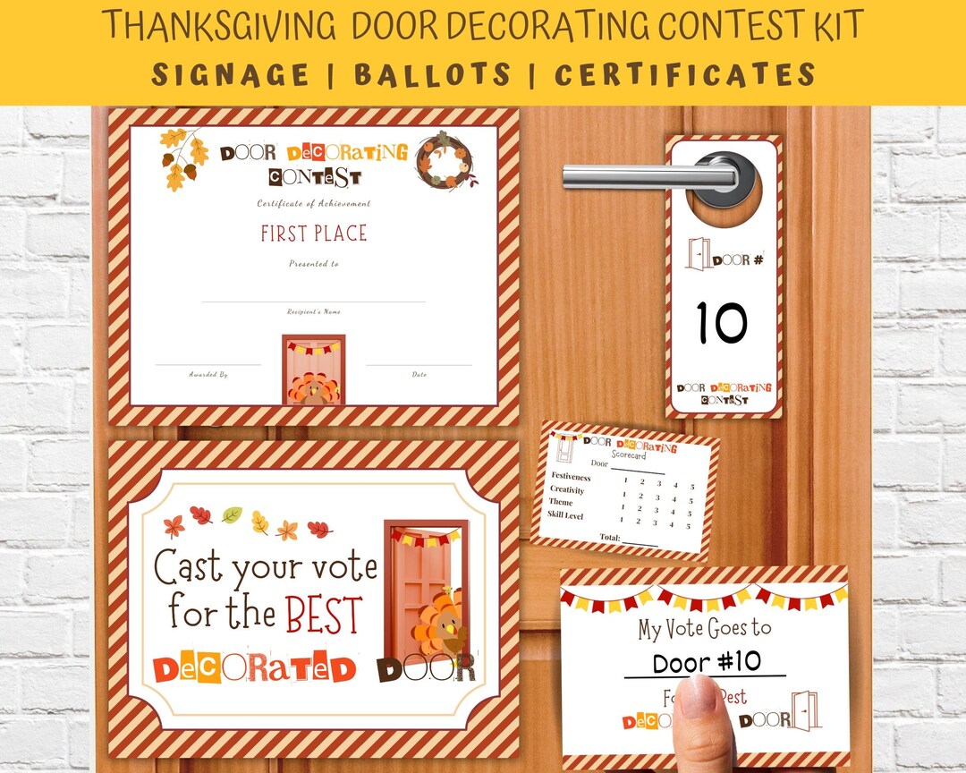 Door Decorating Contest Thanksgiving, Door Award Certificates, Fall ...