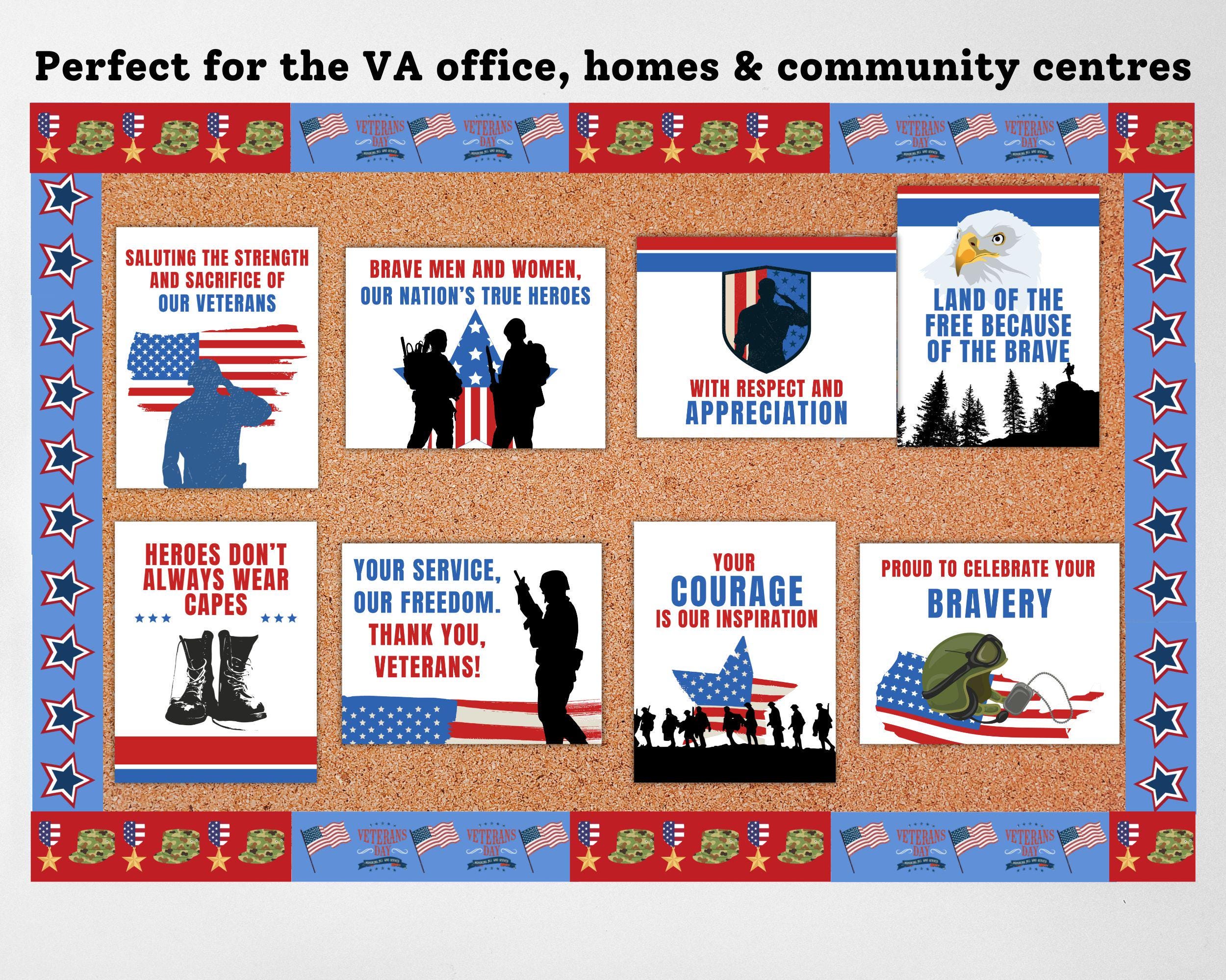 Veterans Day Bulletin Board Kit, Patriotic Posters, Thank You Veterans ...