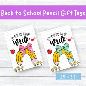 Back to School Pencil Holder Gift Tag, Happy First Day of School Pencil ...