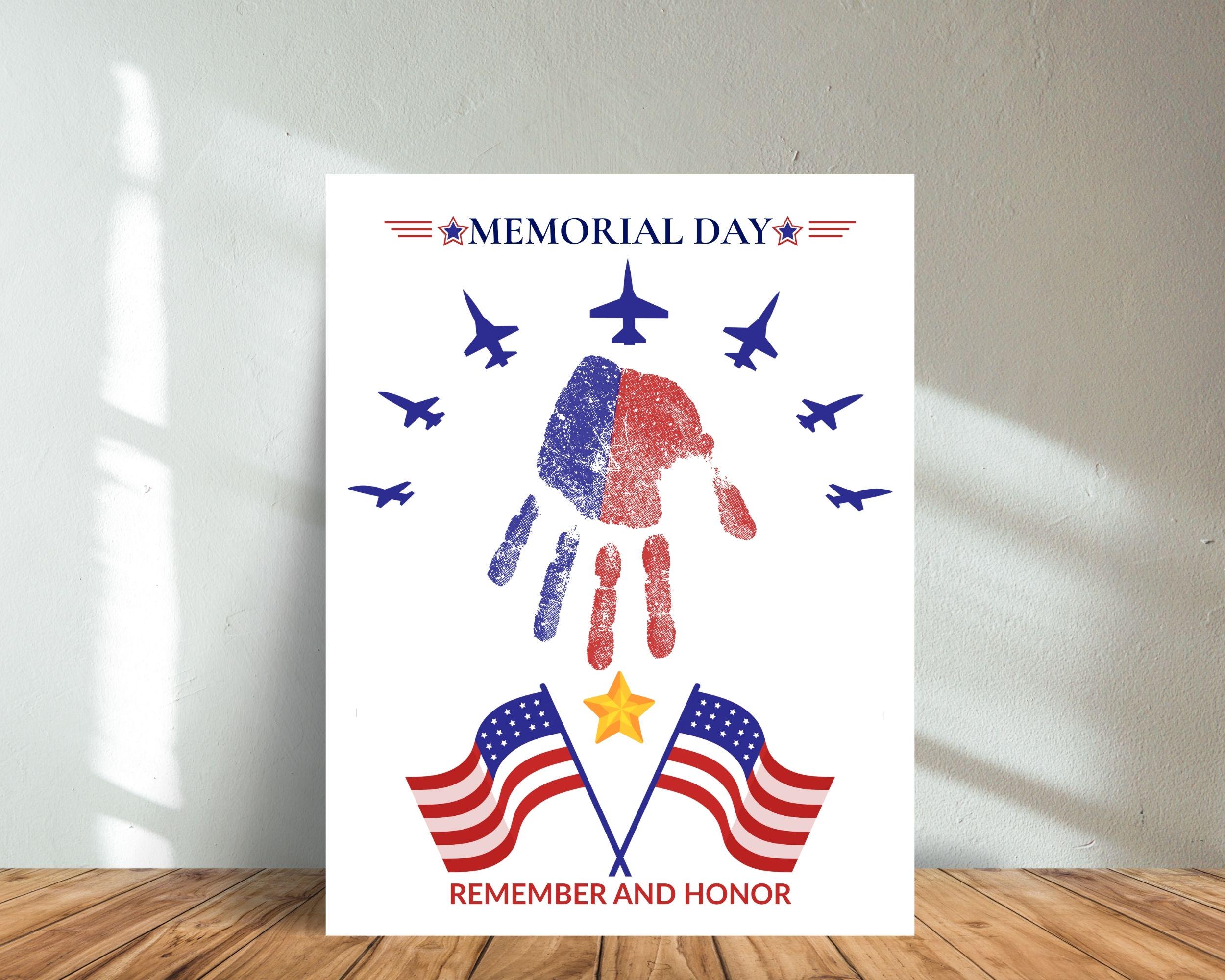 Memorial Day Handprint Craft, Patriotic Kids Memorial Day Craft ...