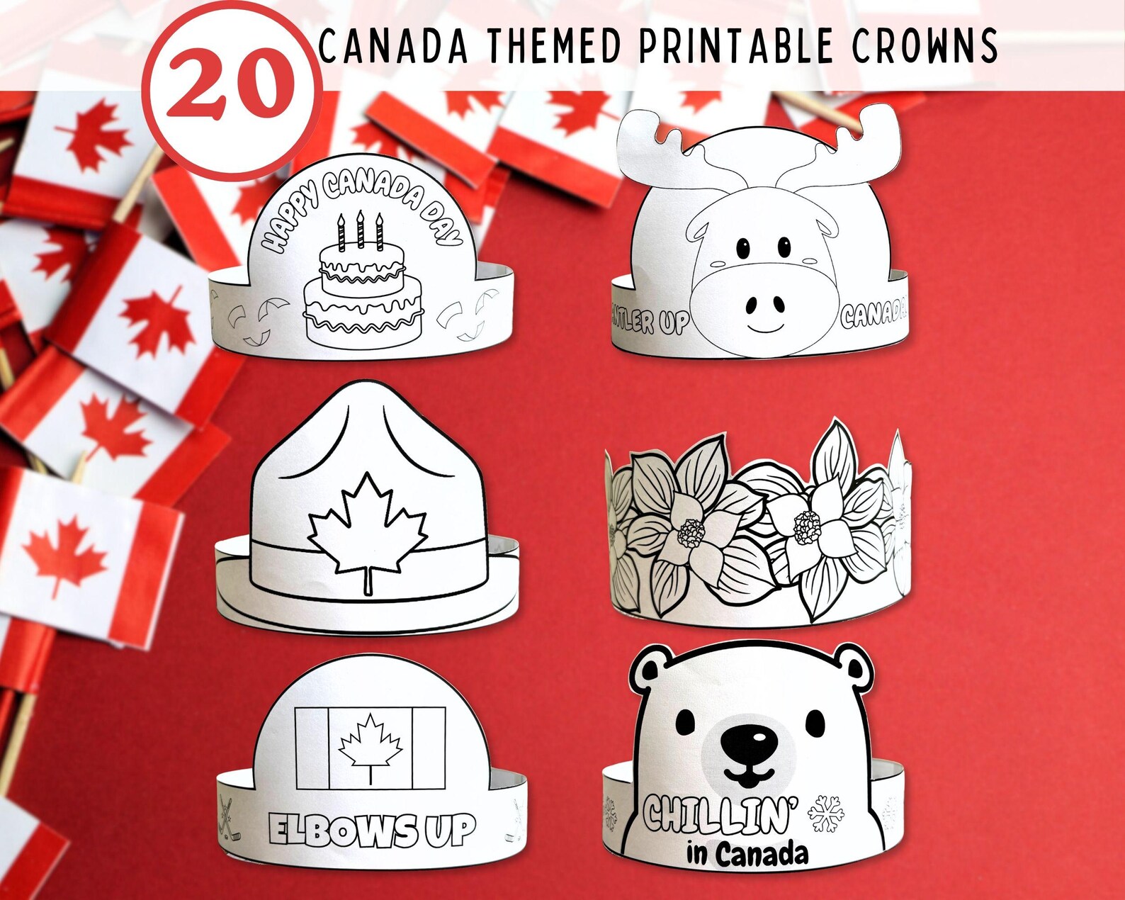 Canada Day Paper Crown Craft, Elbows up Canada Hat, Canada Day Party ...