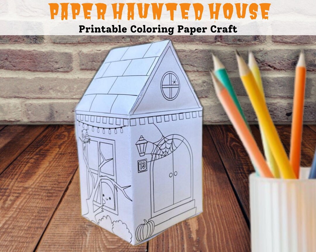 Haunted House Papercraft, 3D Paper House Template, Spooky Paper Houses ...