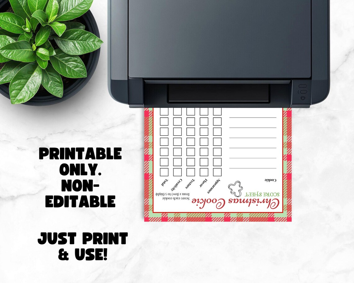 Cookie Bake off Score Cards, Cookie Decorating Contest, Christmas ...