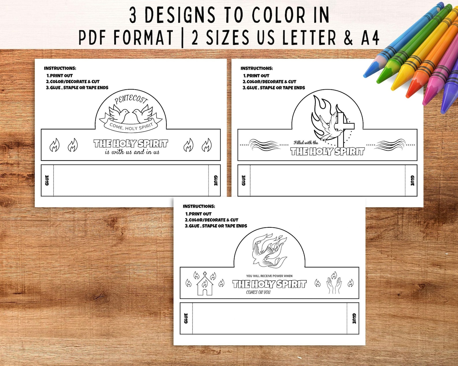 Pentecost Craft Printable Crown, Bible Craft for Kids, Sunday School ...