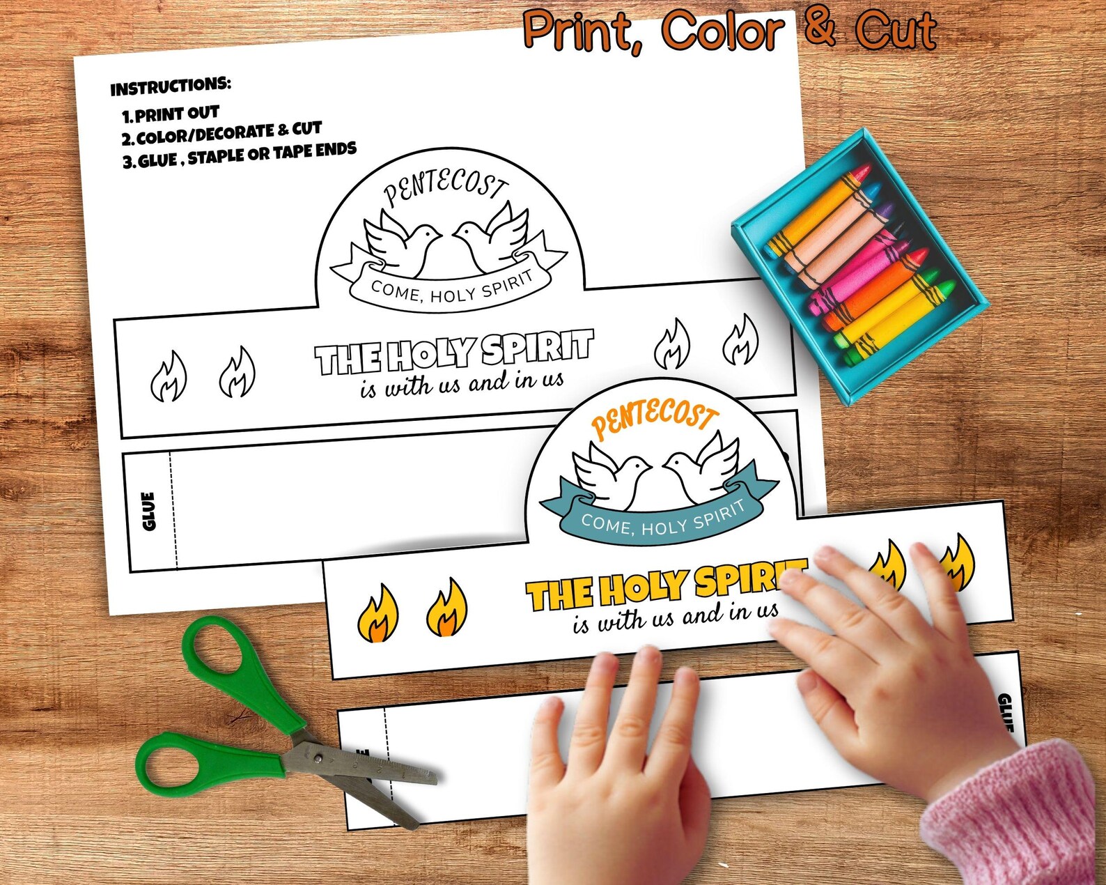 Pentecost Craft Printable Crown, Bible Craft for Kids, Sunday School ...