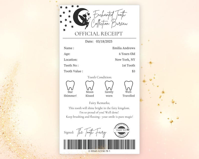 Editable Tooth Fairy Receipt Template, Tooth Fairy Note, First Lost ...