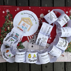 Nativity Story Christmas Countdown Chain, Bible Verse Advent Calendar ...