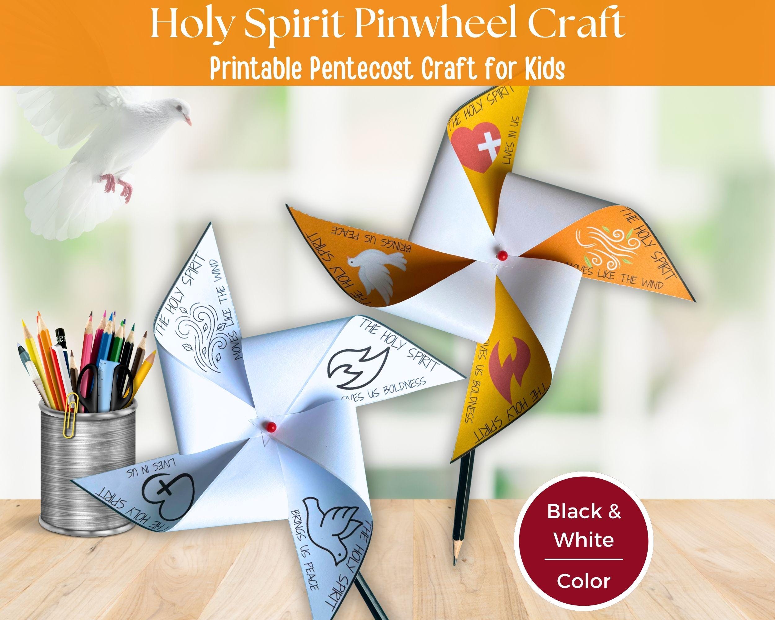 Pentecost Craft for Kids, Holy Spirit Craft, DIY Pinwheel Coloring ...