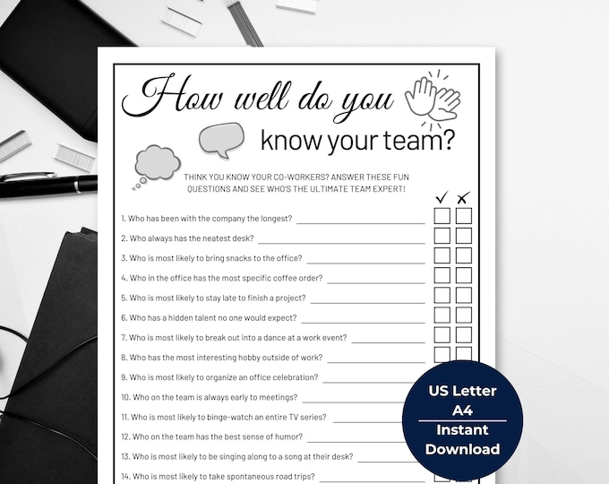 Office Team Building Games, Printable How Well Do You Know Your Team ...