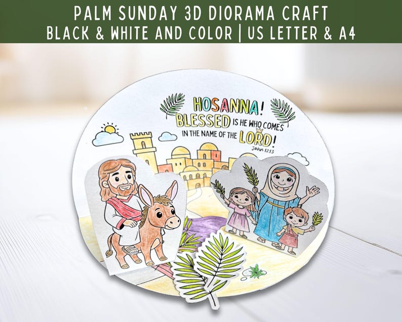 Palm Sunday Craft 3D Printable Diorama, Holy Week for Kids Bible Craft ...