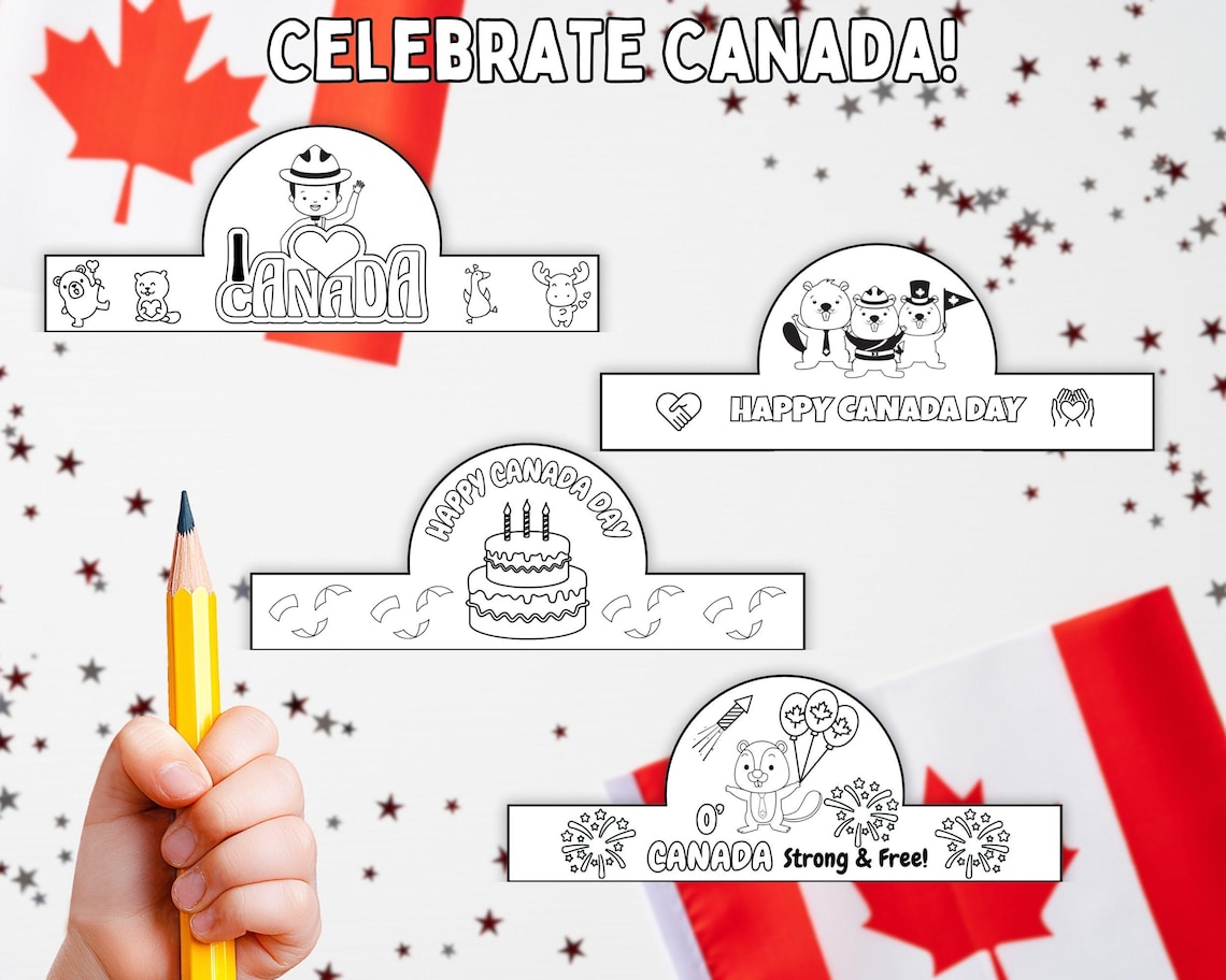 Canada Day Paper Crown Craft, Elbows up Canada Hat, Canada Day Party ...