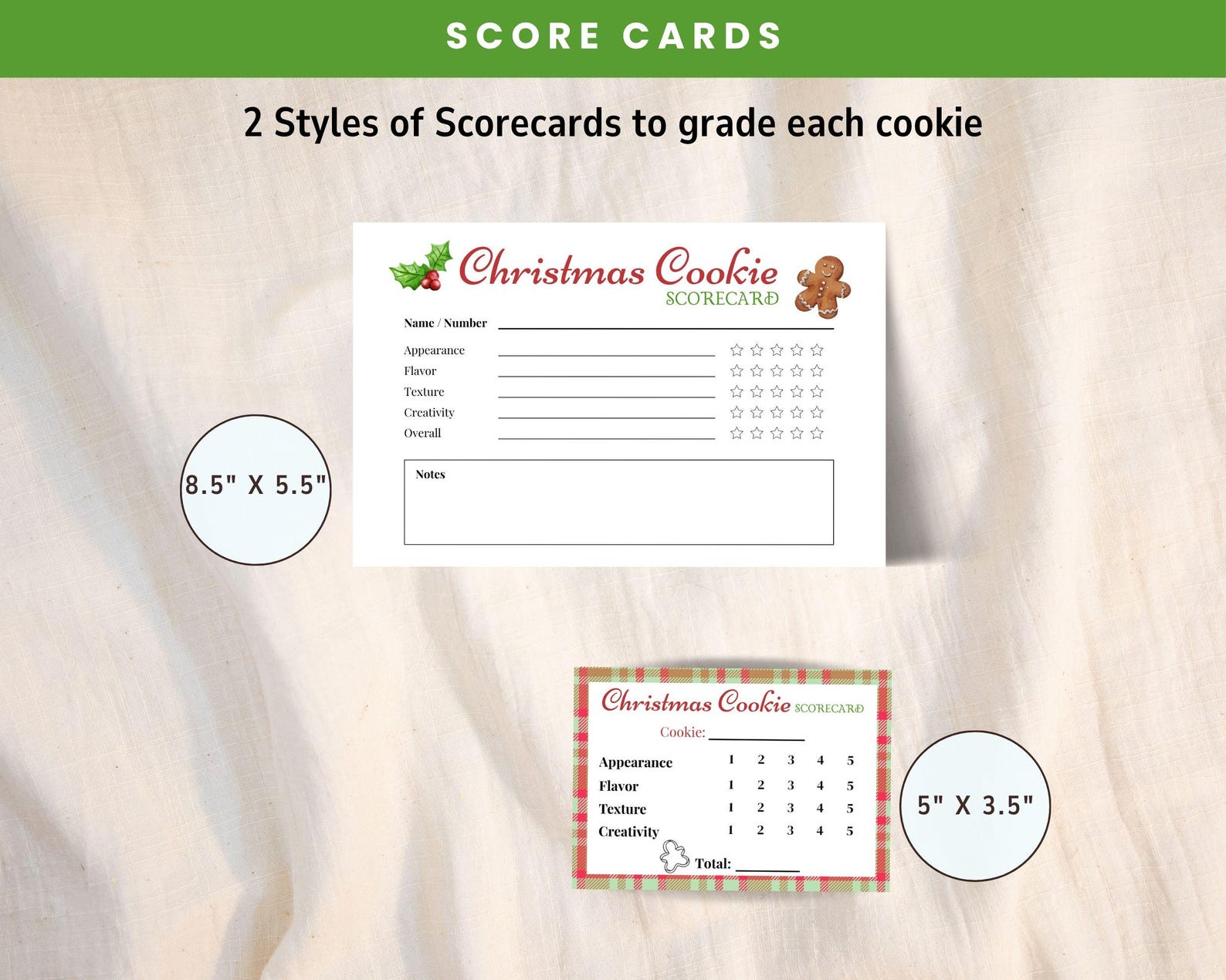 Cookie Bake off Score Cards, Cookie Decorating Contest, Christmas ...