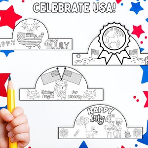 4th of July Paper Crown Template, Patriotic USA Headband, Fourth of ...