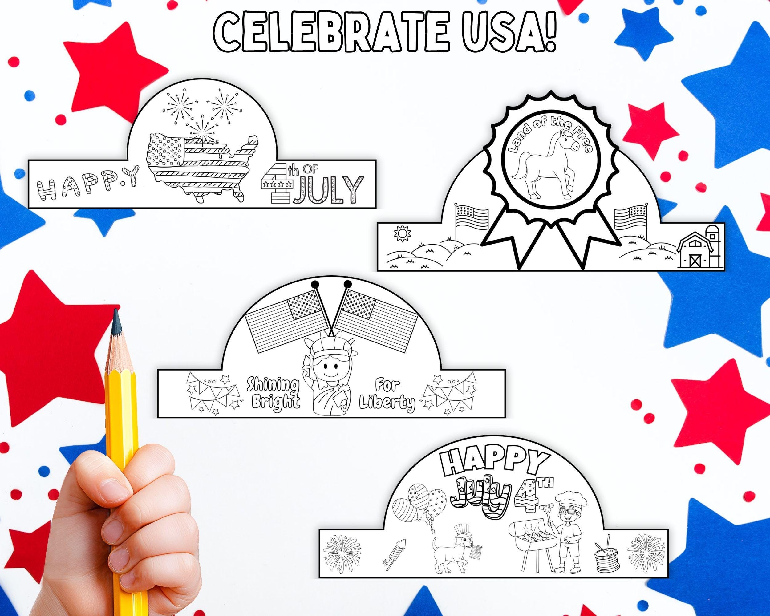 4th of July Paper Crown Template, Patriotic USA Headband, Fourth of ...