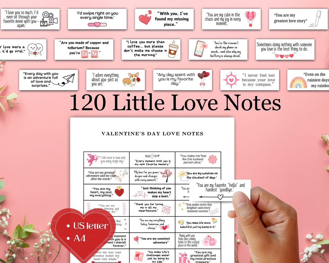 Valentines Day Printable Love Notes, Love Messages, Anniversary Gift ...