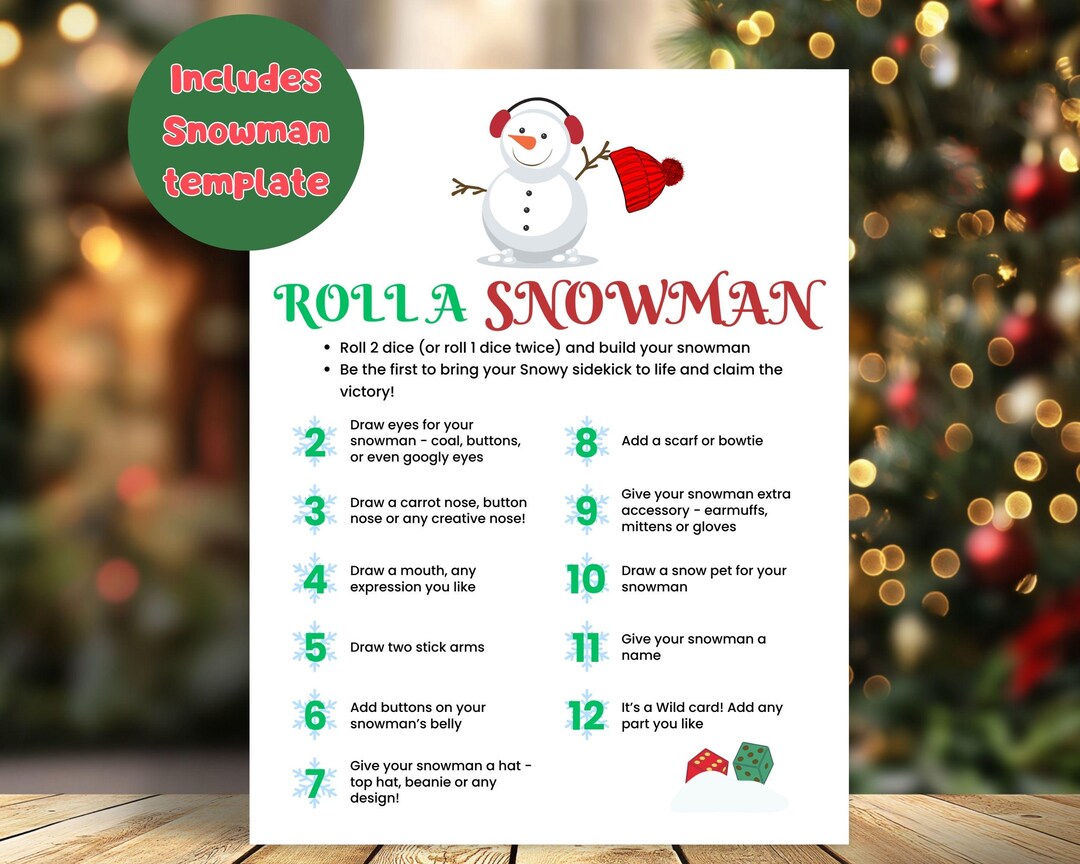 Roll a Snowman Game, Fun Christmas Games, Christmas Dice Game, Winter ...