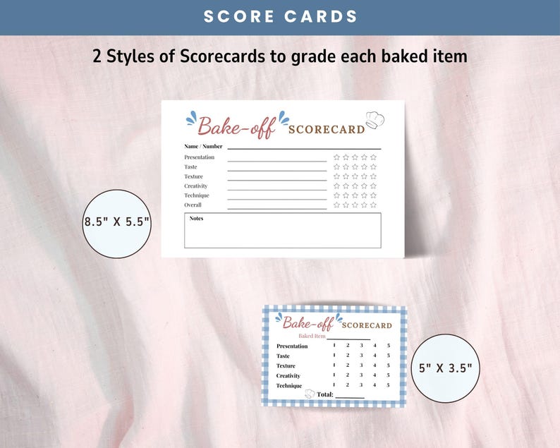 Bake off Score Cards, Baking Contest Score Sheet, Bake off Ballots ...