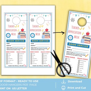 Teacher Appreciation Week Door Hanger, Editable VIP Room Service Staff ...