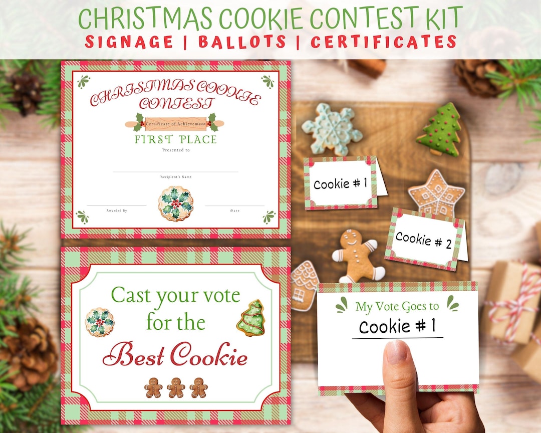 Christmas Cookie Contest Printable Award Certificates, Cookie Exchange ...