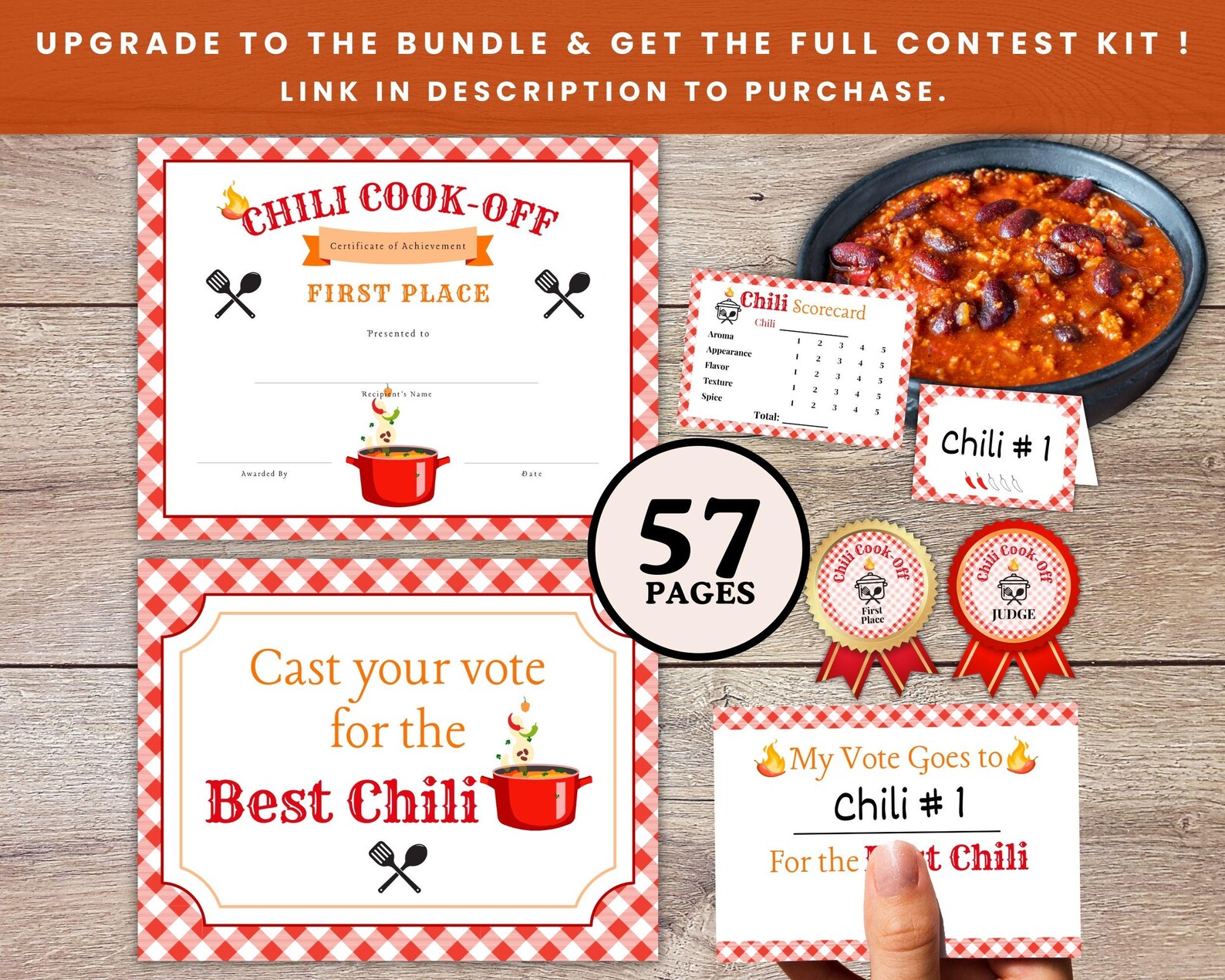 Chili Score Card, Chili Cookoff Score Sheet, Chili Cook off Party Taste ...