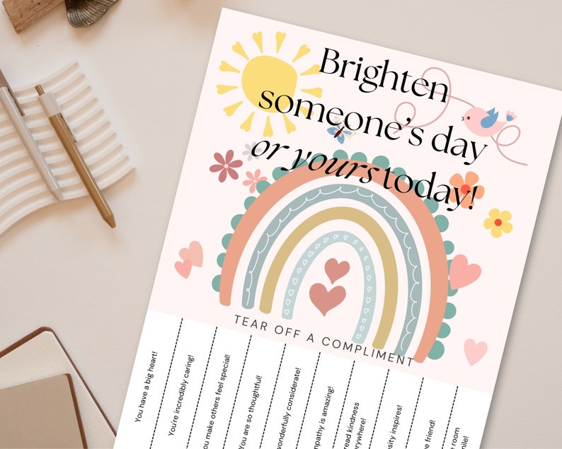 Compliment Tear off Flyer, Random Acts of Kindness, Positive ...