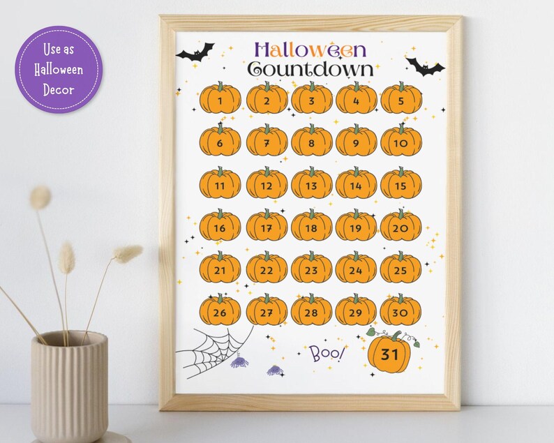 Halloween Countdown Calendar Coloring Activity, Classroom Decor, Days ...