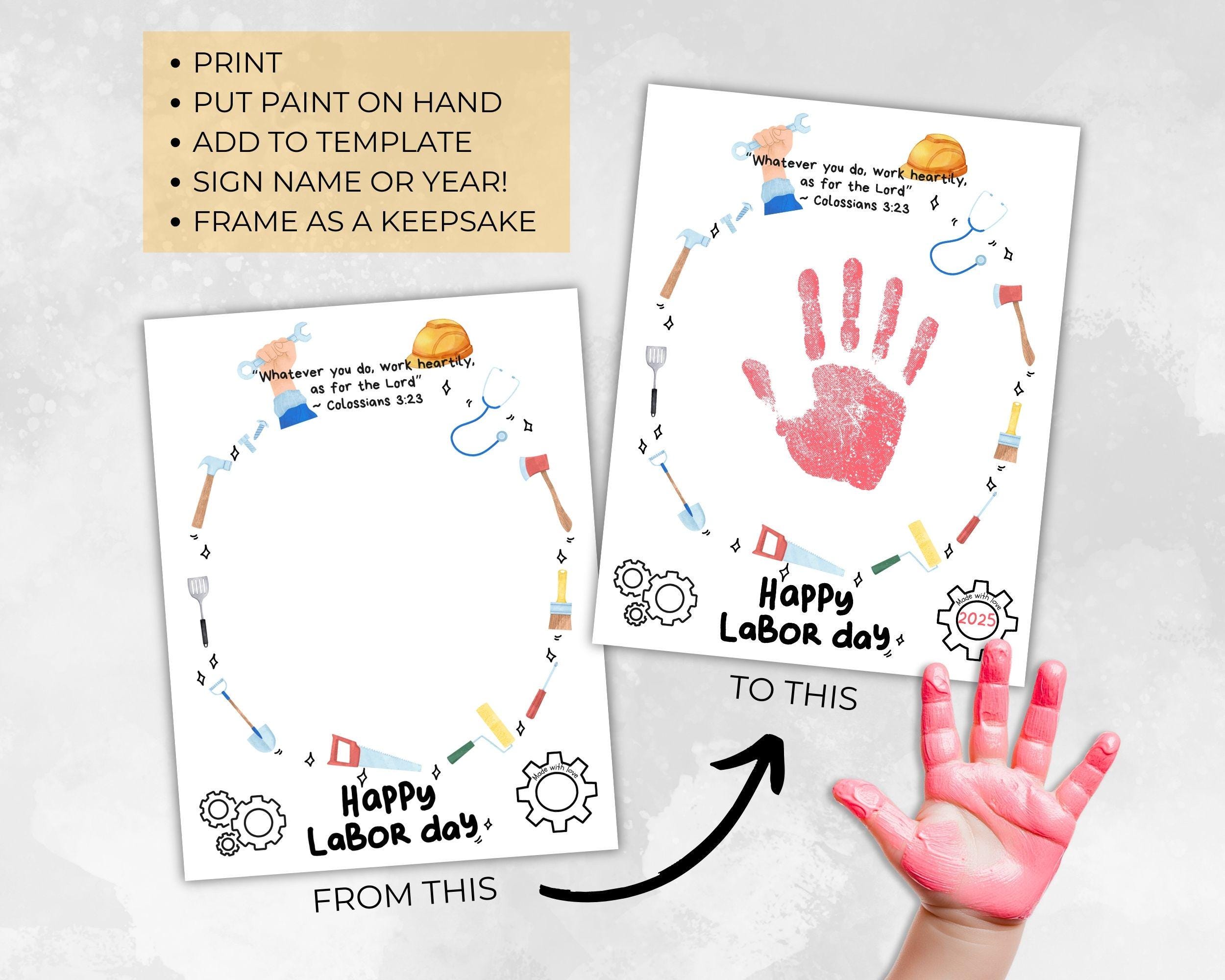 Bible Verse Labor Day Handprint Craft, Sunday School Craft, Christian ...