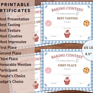 Baking Contest Bake off Award Certificate, Baking Contest Score Sheet ...