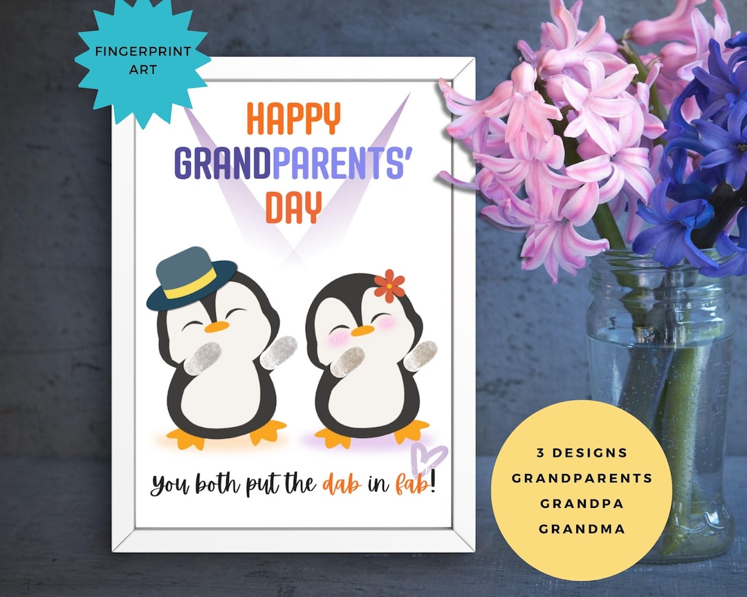 Grandparents Day Handprint Craft, Toddler Fingerprint Art Card ...
