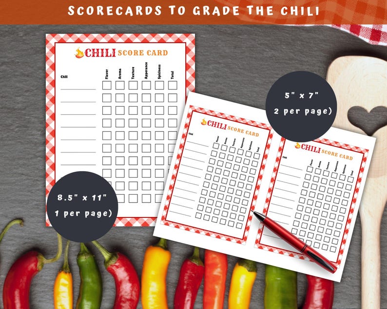 Chili Cook off Printable Award Certificates, Chili Cook off Score Card ...