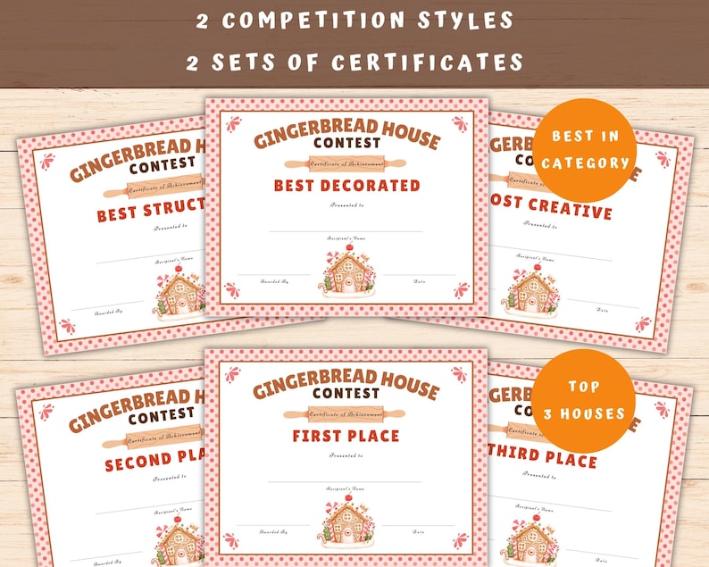 Gingerbread House Decorating Contest Kit, Christmas Award Certificates ...