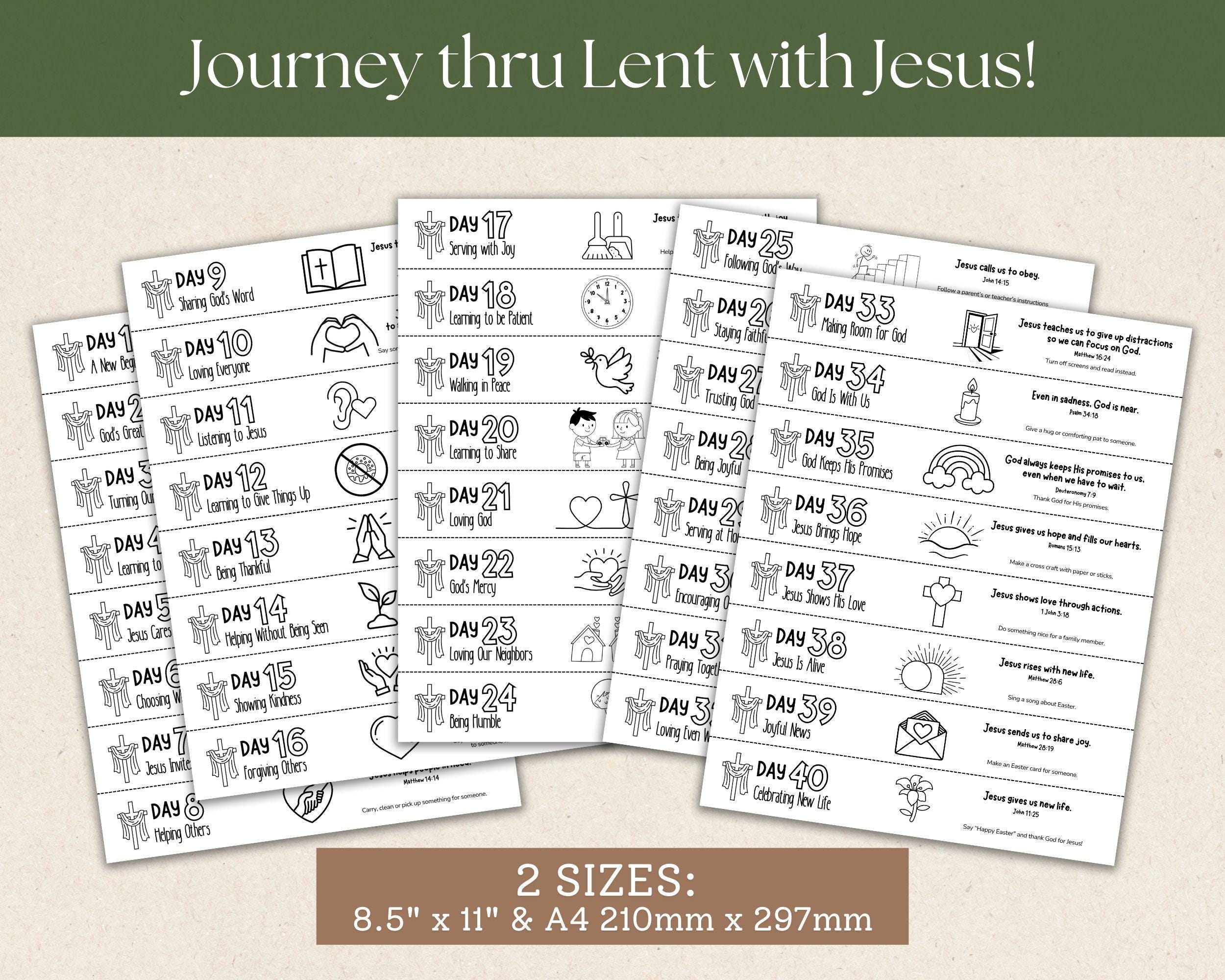 40 Days of Lent Countdown Chain, Lent Calendar for Kids, Lent Sunday ...