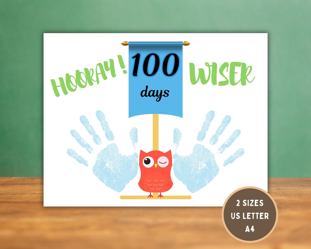 100th Day of School Owl Handprint Craft, Hooray for 100 Days Wiser, 100 ...