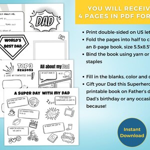 All About My Dad, Fathers Day Coloring Book, Fathers Day Fill in the ...