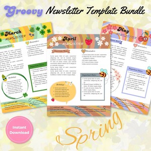 Groovy Teacher Newsletter Template Bundle, Editable Retro Newsletter ...