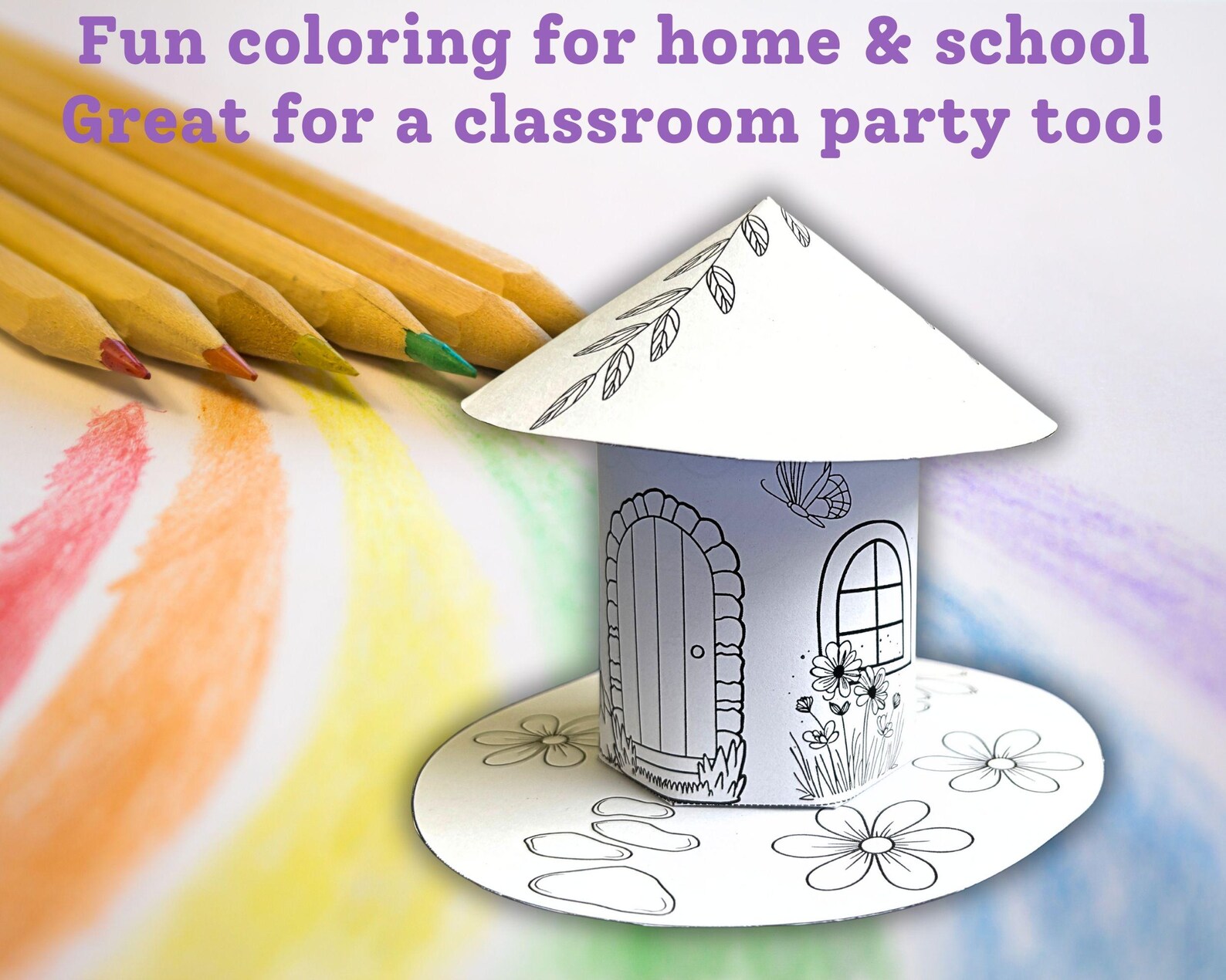 Fairy House Paper Craft for Kids, Paper House Template, DIY 3D Paper ...