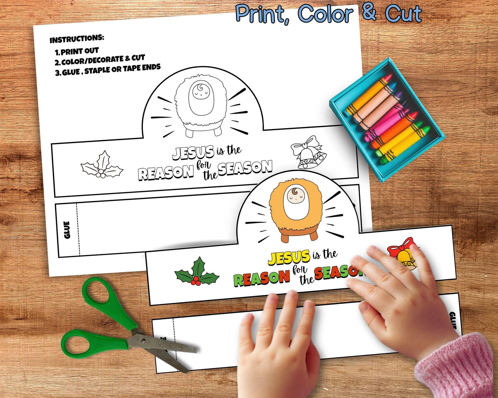 Jesus is the Reason Nativity Paper Crown Craft, Christmas Crown Jesus ...