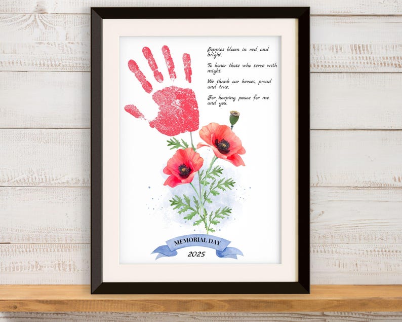 Poppy Remembrance Memorial Day Handprint Craft, Patriotic Kids Memorial ...