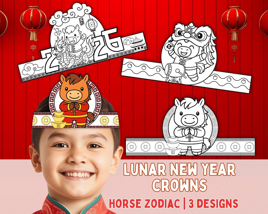 Lunar New Year 2026 Paper Crown Template, Year of the Horse Chinese New ...