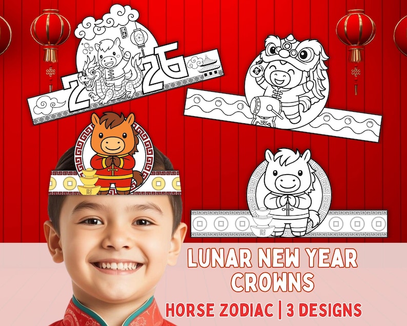 Lunar New Year 2026 Paper Crown Template, Year of the Horse Chinese New ...