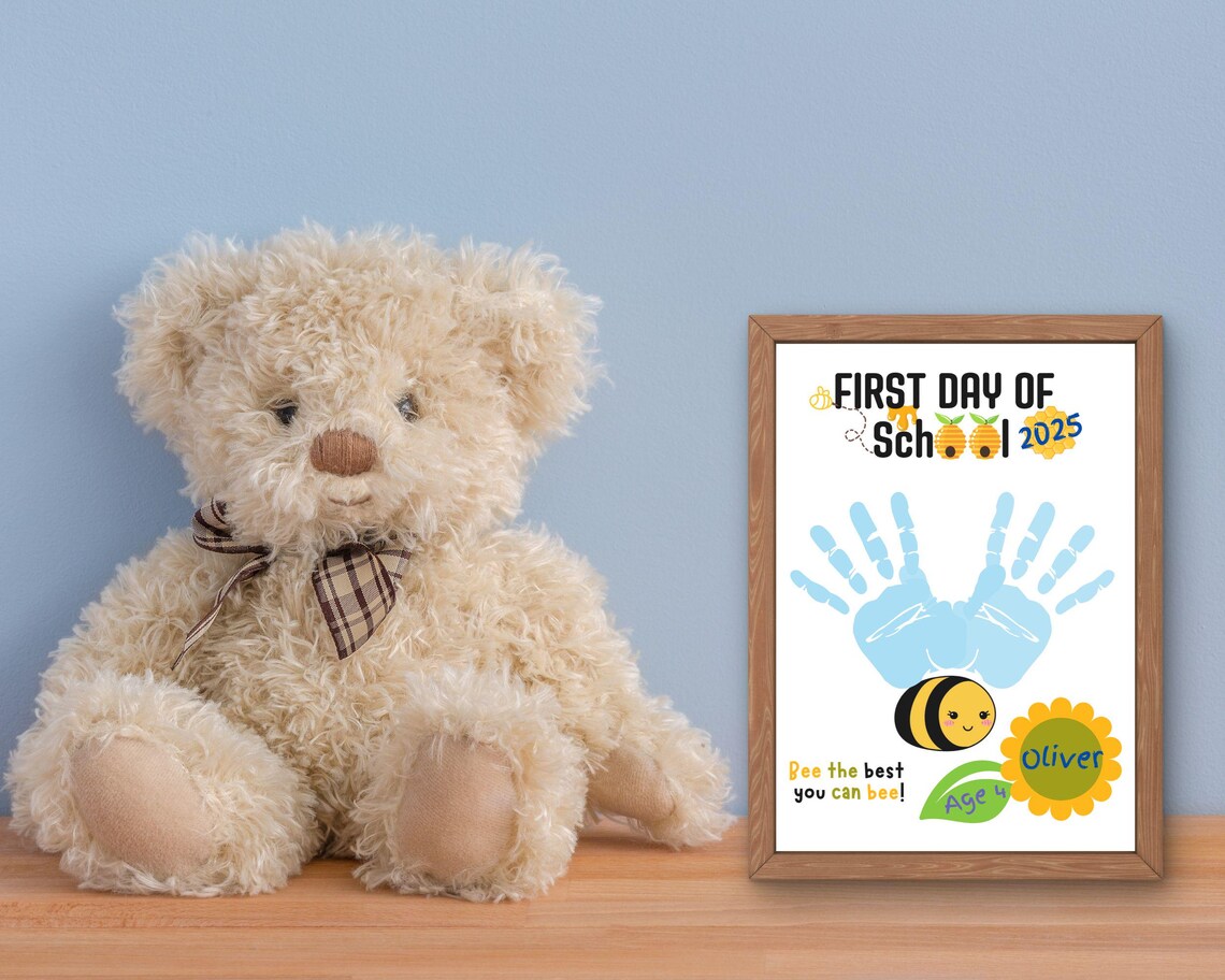 First Day of School Bee Handprint Craft for Toddler, Preschool ...