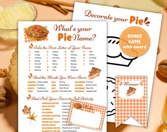 What's Your Pie Name Game, Thanksgiving Games for Adults, Name ...