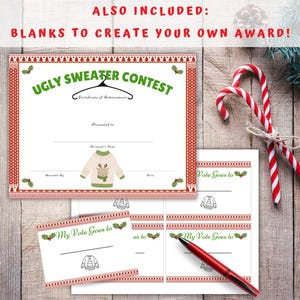 Ugly Christmas Sweater Contest Printable Awards, Christmas Award ...