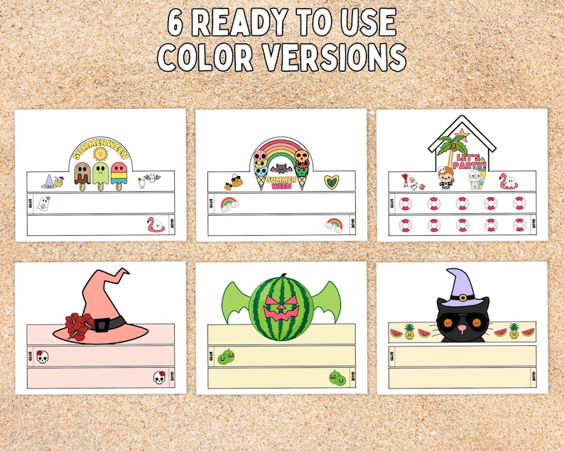 Summerween Party Paper Crown Template, Spooky Summer Coloring Pages ...