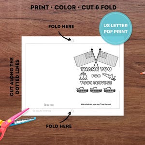 Happy Veterans Day Coloring Card, Thank You Veterans Day Craft ...