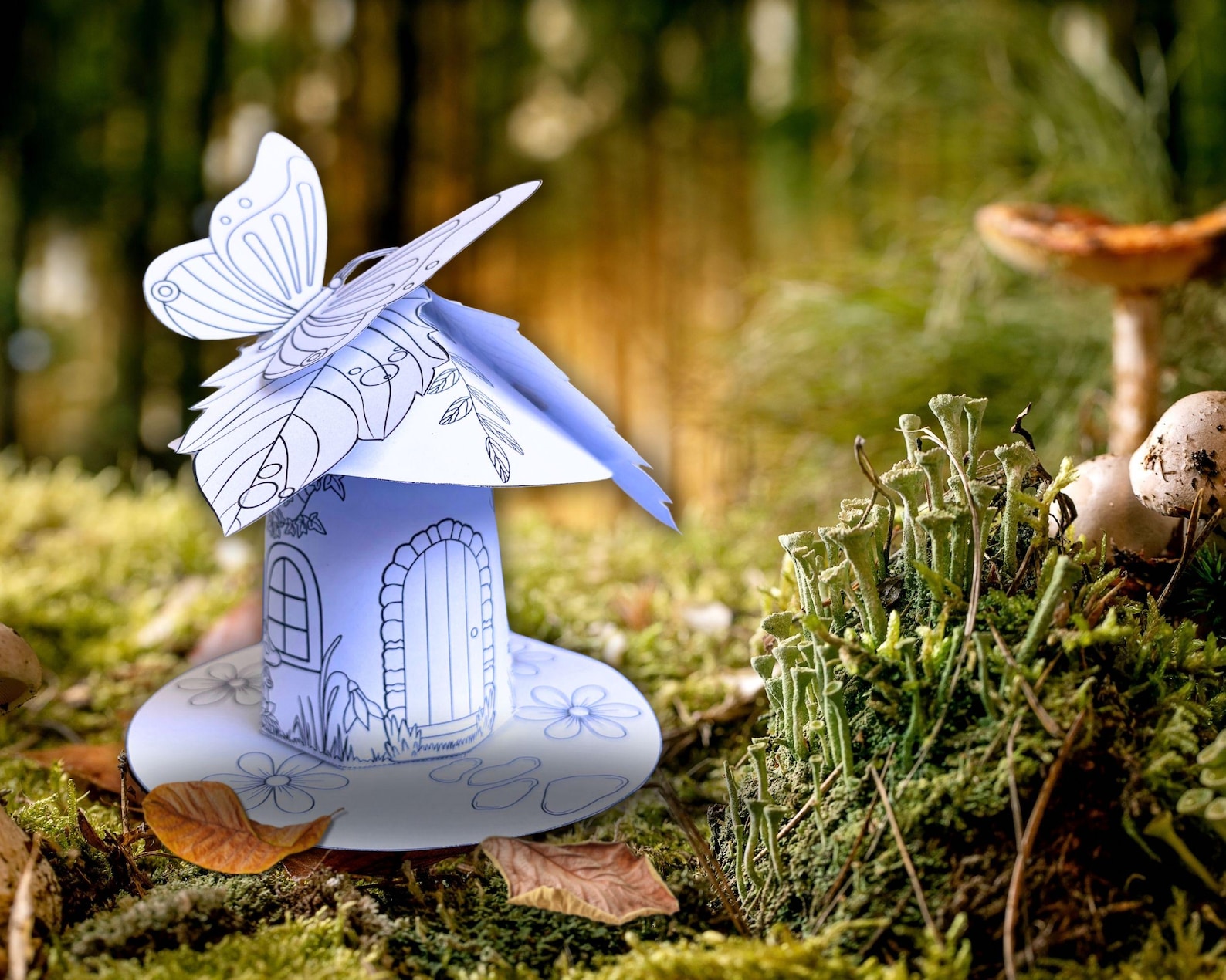Fairy House Paper Craft for Kids, Paper House Template, DIY 3D Paper ...